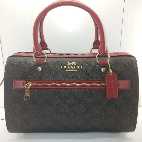 Coach | Bags | Coach Rowan Satchel In Signature Canvas Brown 941 Red ...